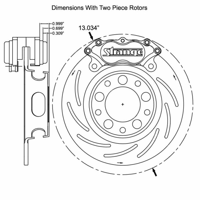Stainless Steel Drag Race Rear Brakes For Symmetrical Ends
